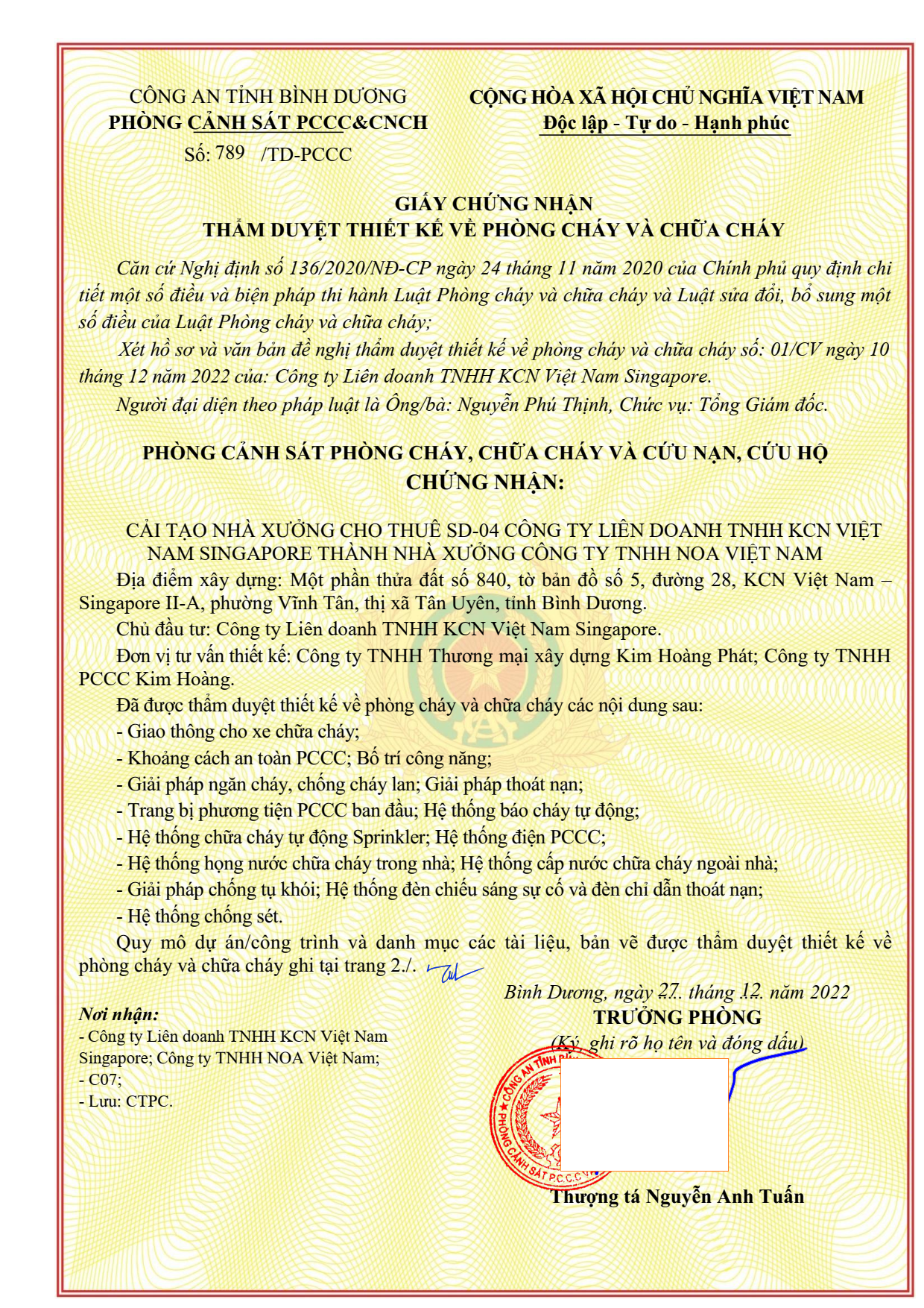 TD PCCC NOA VSIP IIA - CÔNG TY TNHH PCCC KIM HOÀNG